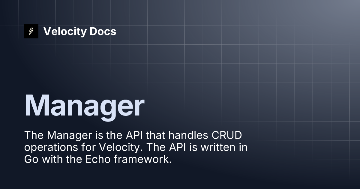 Manager | Velocity Docs